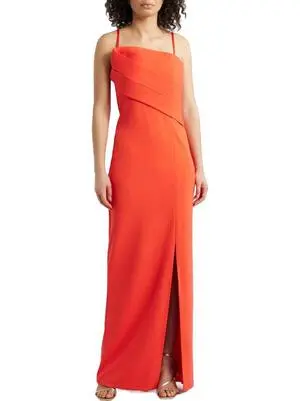 Vince Camuto Drape Neckline Sleeveless Gown - Poppy