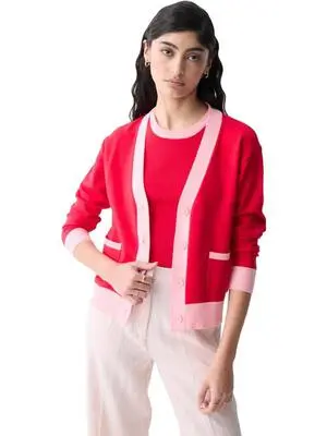 Deluc DÉLUC. Lisboa Contrast Trim Cardigan Red With Pink Details