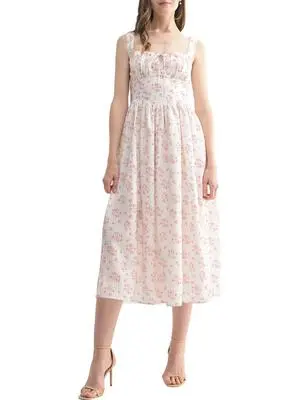 ALL IN FAVOR Floral Midi Sundress - Cream Mauve