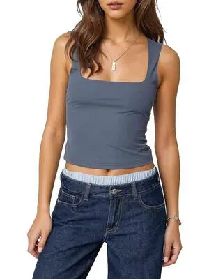 EDIKTED Essy Square Neck Tank - Navy