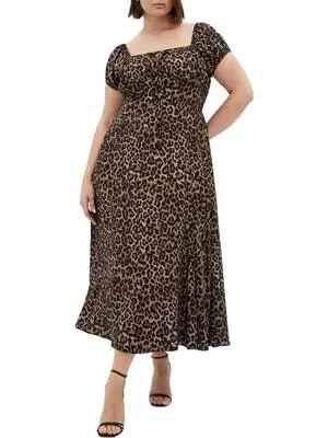 City Chic Abbigail Printed Midi Dress - Leopard