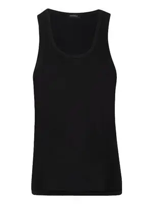 Hanro Cotton Superior Fitted Cotton Tank Top - Black