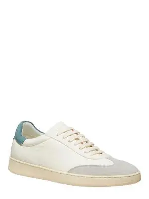 STUART WEITZMAN Banner Leather Sneakers - White Bianco/ Oatmeal/ Blue