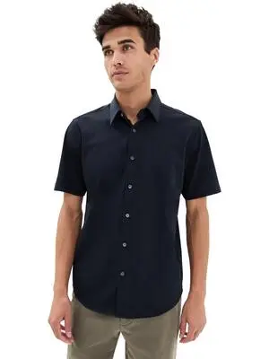 Theory Structure Knit Irving Short Sleeve Shirt - Eclipse