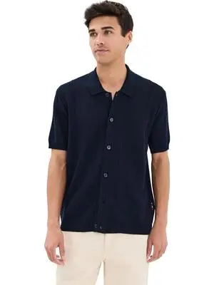 Orlebar Brown Tiernan Knit Button Polo - Night Iris