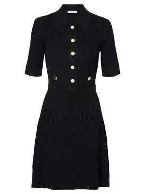 Veronica Beard Lauper Ribbed-knit Polo Dress - Black
