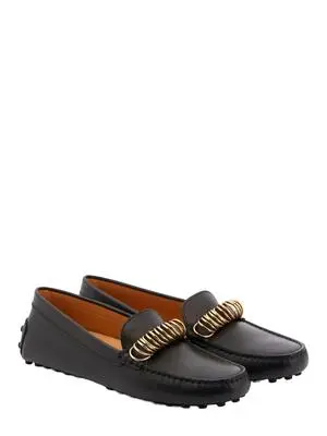 TOD'S Gommino Leather Driving Loafers - Black