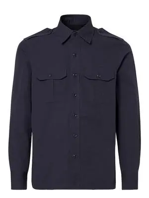 TOM FORD Cotton And Silk Poplin Shirt - Blue