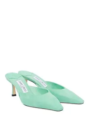 JIMMY CHOO Vivi 65 Suede Mules - Green