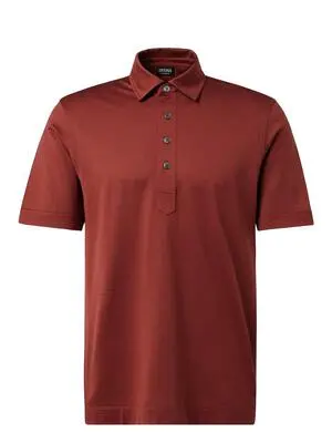 Zegna Silk And Cotton Polo Shirt - Orange