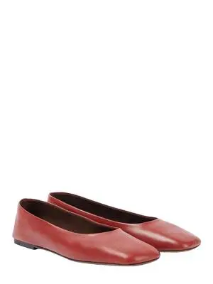 THE ROW Square Leather Ballet Flats - Red