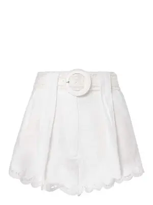Farm Rio Broderie Anglaise Linen High-rise Shorts - White