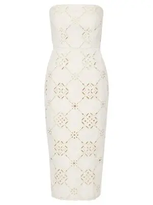Veronica Beard Nettia Embroidered Cotton Midi Dress - White