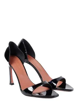 Amina Muaddi Agnese 95 Patent Leather Sandals - Black