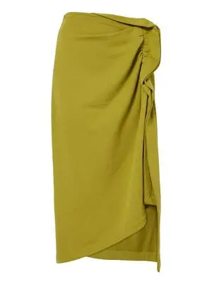 Dries Van Noten Gathered Cotton Midi Skirt - Green