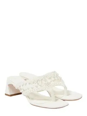 Simkhai Alia Woven Leather Platform Thong Sandals - White
