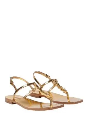 Versace Metallic Leather Thong Sandals - Gold