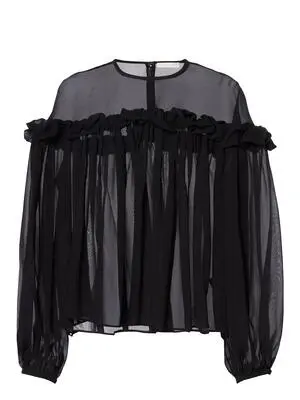 Ulla Johnson Peggy Ruffled Silk Georgette Blouse - Black