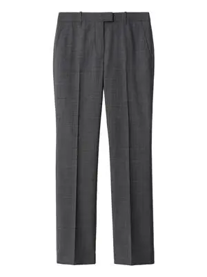 Burberry Check Wool Tailored Trousers - Silhouette Blue/granite Grey