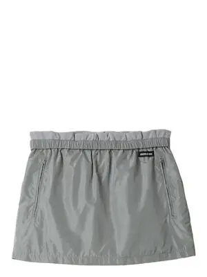 Miu Miu Technical Silk Miniskirt - Lead Gray