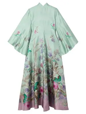 La DoubleJ Magnifico Floral-print Silk-twill Maxi Dress - Green