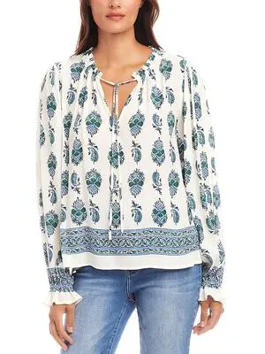 KAREN KANE Karen Kane Printed Peasant Blouse