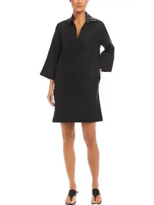 Karen Kane Karen Kane Linen Cuffed Sleeve Dress Black