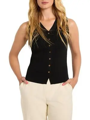 NIC+ZOE Sleeveless Ribbed Vest - Black Onyx