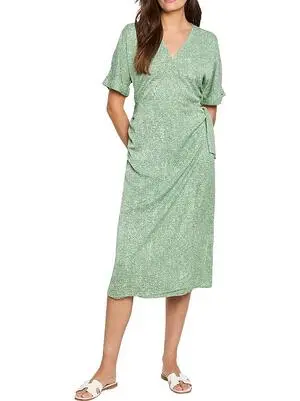 NIC+ZOE Swirling Sands Wren Wrap Dress - Green Multi