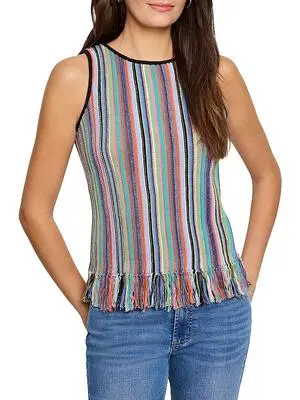 NIC+ZOE Falling Fringe Sleeveless Sweater - Pink Multi