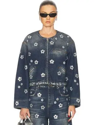 Marc Jacobs Sequin Daisy Cropped Jacket - Vintage Indigo