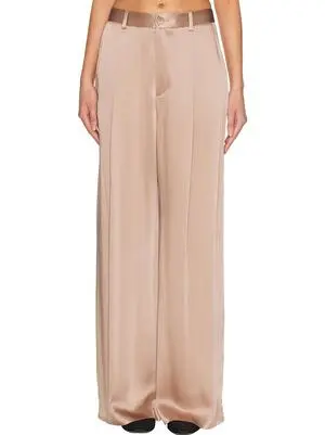 Lapointe Satin Pleated Relaxed Pant - Oat