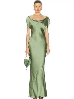 Norma Kamali Cap Sleeve Maria Gown - Vintage Green