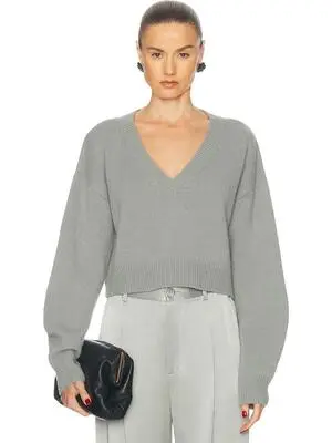 Lapointe Cashmere Cropped V-neck Sweater - Jade