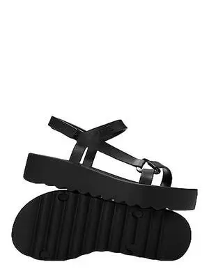 Pink PINK Strappy Platform Sport Sandals Black