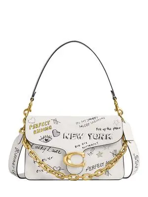 COACH Chain Tabby Shoulder Bag With Sketch Print - Brass/chalk Multi