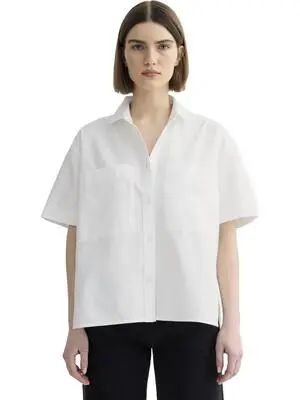 Everlane Short-sleeve Boxy Oxford Shirt - White