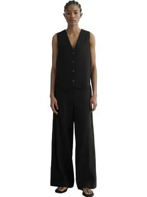 Everlane Wide-leg Stretch Linen Trousers - Black