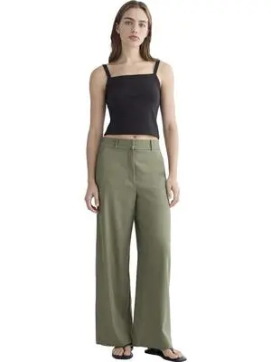 Everlane Wide-leg Stretch Linen Trousers - Lichen Green