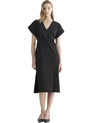 Everlane Stretch Linen Tie-back Midi Dress - Black