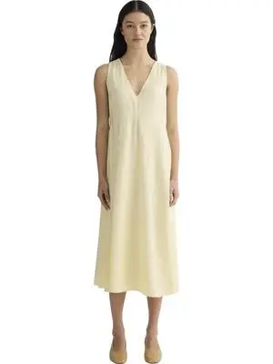Everlane Softluxe Viscose V-neck Dress - Banana Crepe