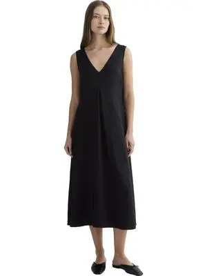 Everlane Softluxe Viscose V-neck Dress - Black