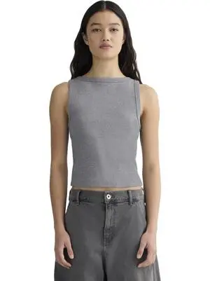 Everlane Boatneck Cropped Tank Top Mid Heather Grey