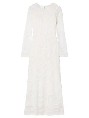 Ulla Johnson Valentina Appliquéd Pointelle-knit Midi Dress - Ivory