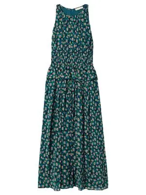 Ulla Johnson Adeline Shirred Floral-print Midi Dress - Green