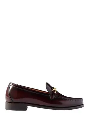 TOM FORD Embellished Leather Loafers - Burgundy