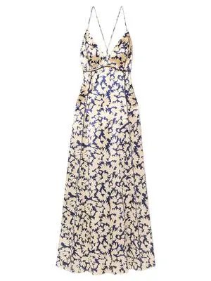 Ulla Johnson Evie Floral-print Satin Maxi Dress - Neutrals