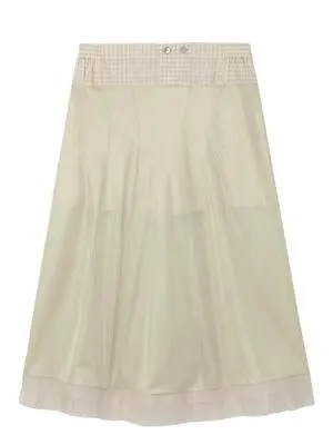 MAISON MARGIELA Layered Chiffon And Checked Cotton Skirt - White