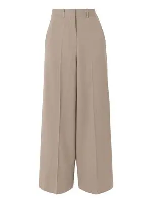 JOSEPH Alana Wool-blend Twill Wide-leg Trousers - Brown
