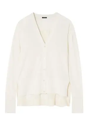 JOSEPH Cotton And Silk-blend And Silk-habotai Cardigan - Ivory